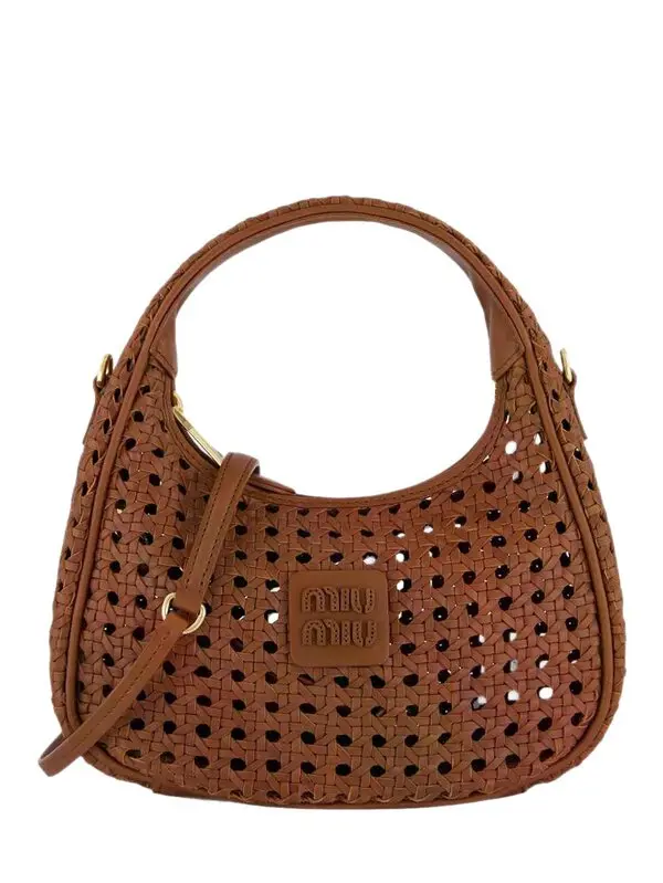 Miu Miu Wander Woven Shoulder Bag - Brown