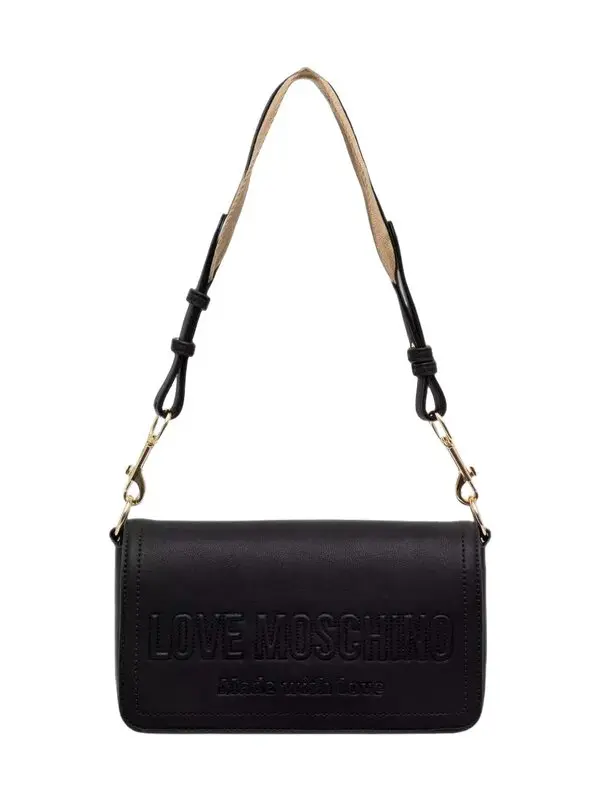 Moschino Embossed Logo Shoulder Bag - Black