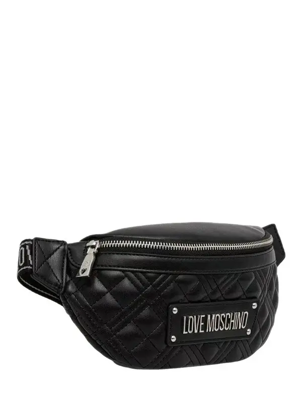 Moschino Quilted Logo-plaque Belt Bag - Black