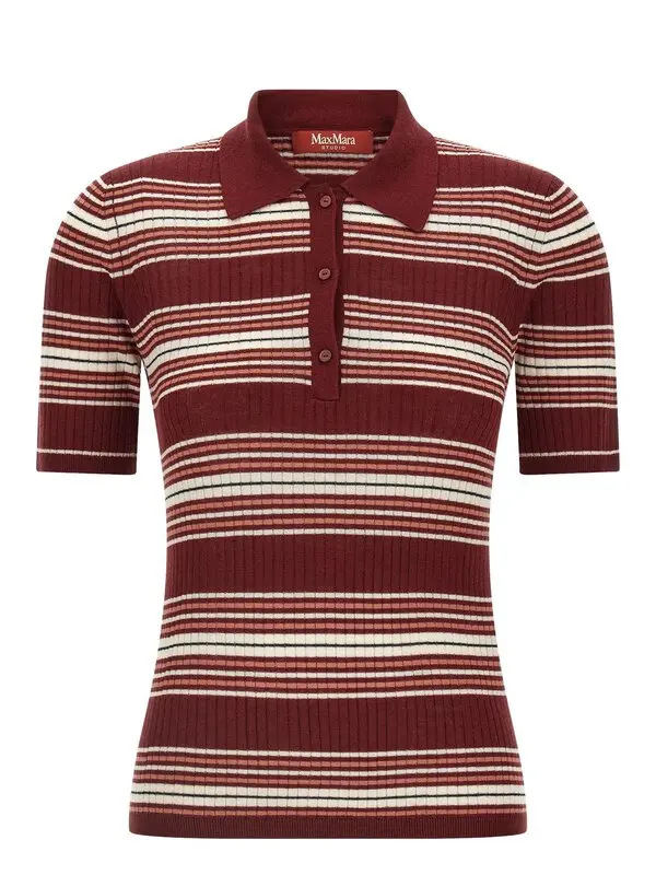 Max Mara Striped Silk And Wool Polo Shirt - Multicolor