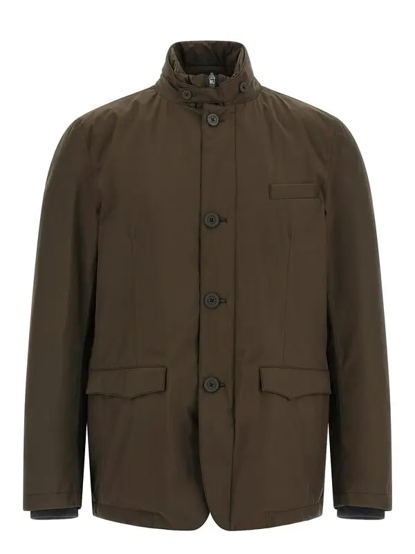 Herno Bib Insert Tailored Blazer Jacket - Brown