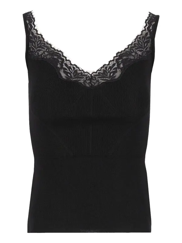 SELF-PORTRAIT Sleeveless Knitted Top - Black