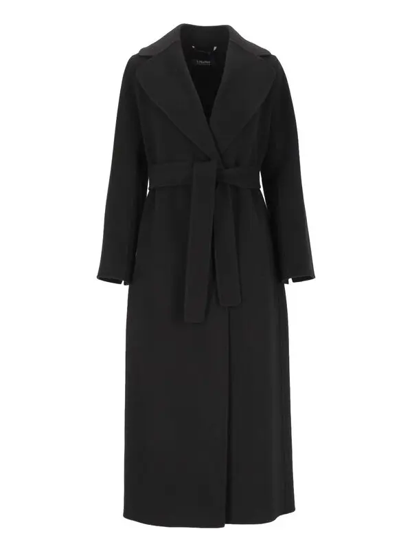 Max Mara Poldo Wool Drap Dressing Gown Coat - Black