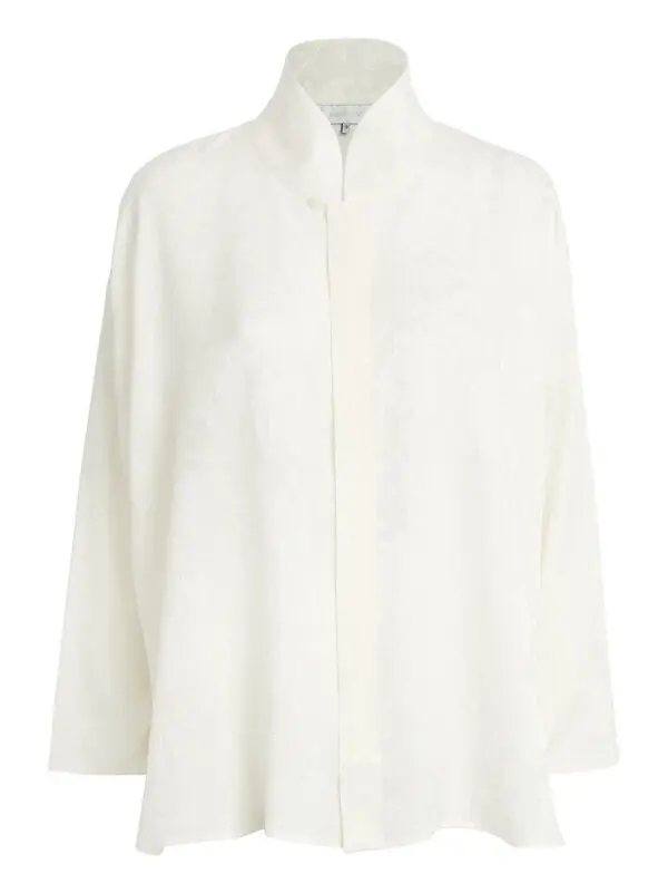 Eskandar Silk Double-stand Collar Shirt - Grey