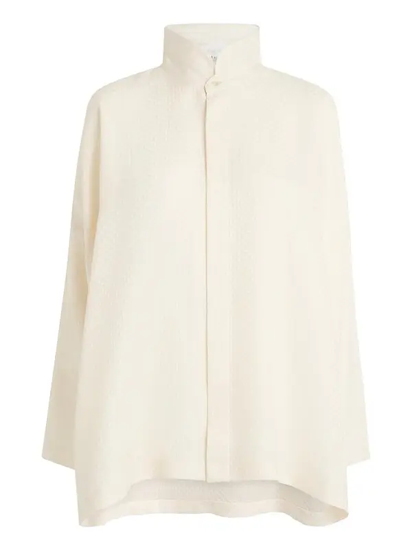 Eskandar Silk Double-stand Collar Shirt - Grey