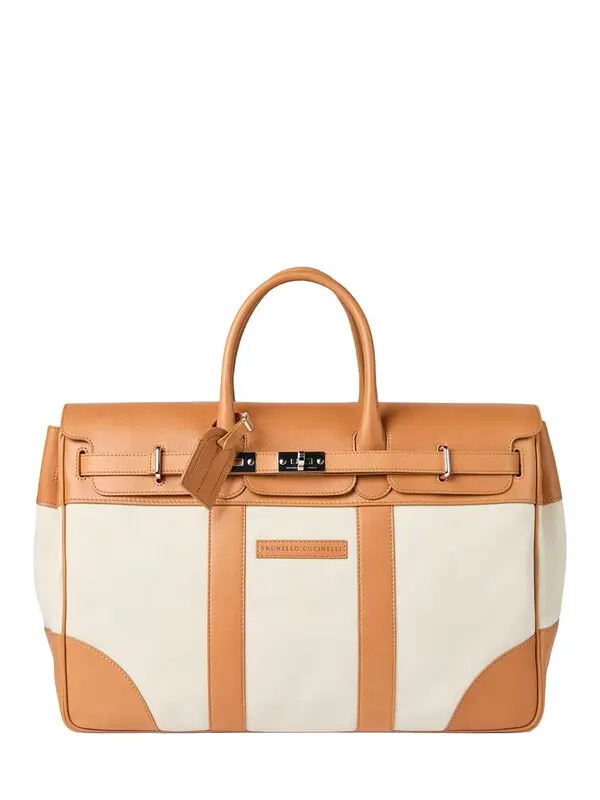 Brunello Cucinelli Grained Leather Country Holdall - Blue