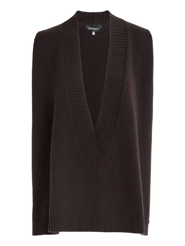 Eskandar Cashmere Plunge-neck Sweater Vest - Brown