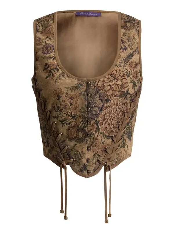 Ralph Lauren Sleeveless Thurlow Corset Top - Brown