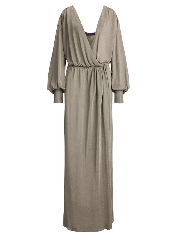 Ralph Lauren Metallic Jersey Stefanie Maxi Dress - Silver