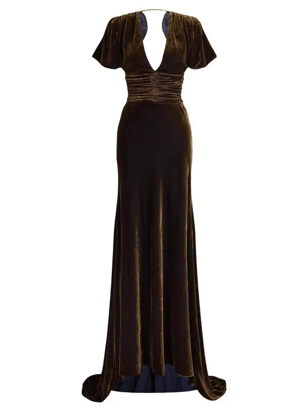 Ralph Lauren Velvet Charisse Gown - Brown