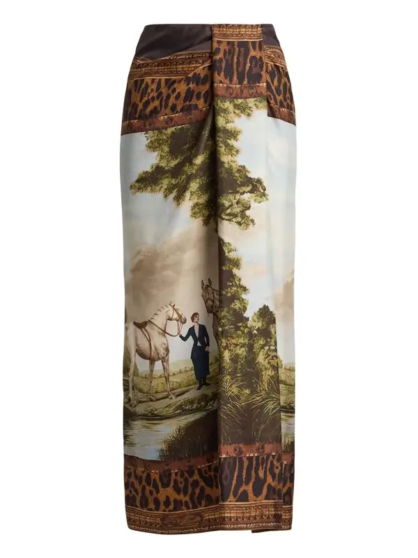 Ralph Lauren Silk Debbie Midi Skirt - Beige