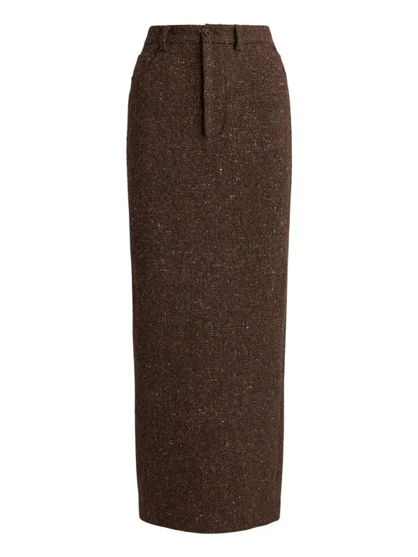 Ralph Lauren Donegal Tweed Fontaine Maxi Skirt - Brown