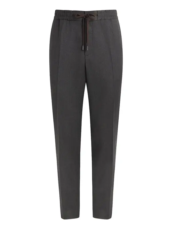 MAURIZIO BALDASSARI Stretch-virgin Wool Drawstring Trousers - Green