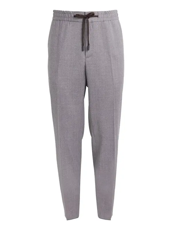 MAURIZIO BALDASSARI Stretch-virgin Wool Drawstring Trousers - Grey