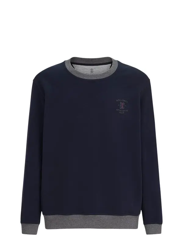 Brunello Cucinelli Cotton Embroidered Sweatshirt - Blue