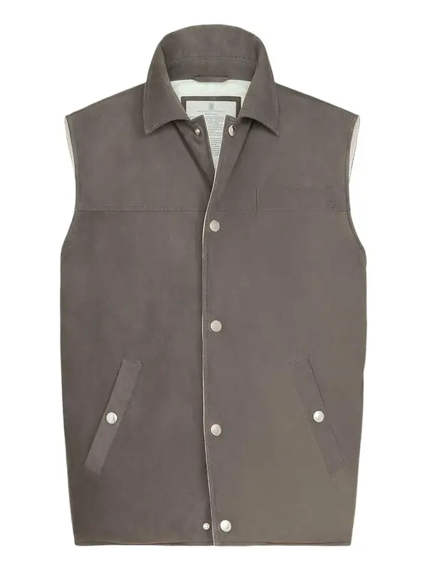 Brunello Cucinelli Down Leather Gilet - Grey