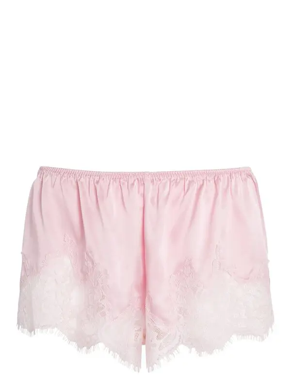 SKIMS Stretch-silk Lace-trim Shorts - Pink