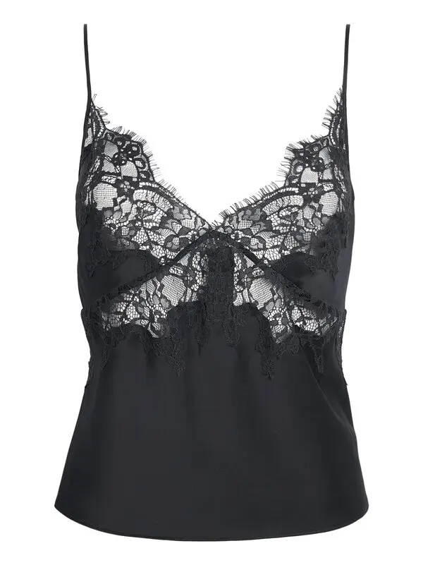 SKIMS Silk-lace Cami Top - Black