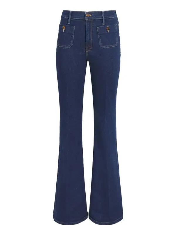 MOTHER Patch Pocket The Doozy High-rise Flared Jeans - Blue