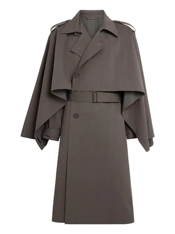 Issey Miyake Overlap Trench Coat - Brown