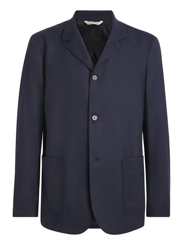 FIORONI CASHMERE Virgin Wool Unstructured Blazer - Navy