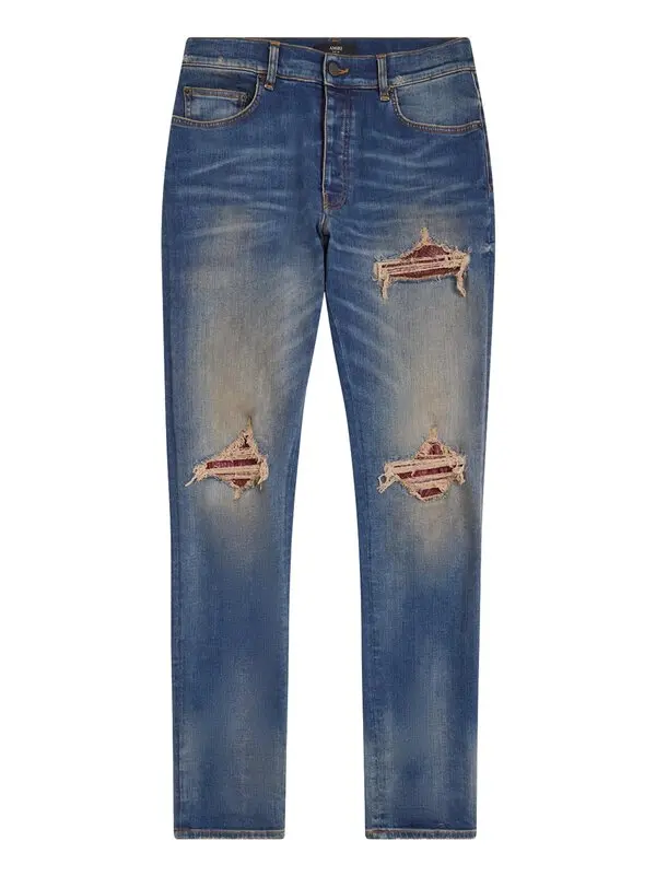 Amiri Distressed Mx1 Straight Jeans - Blue
