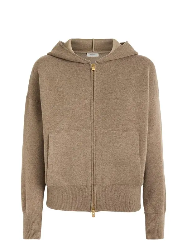 Agnona Cashmere-wool-silk Zip-up Hoodie - Brown