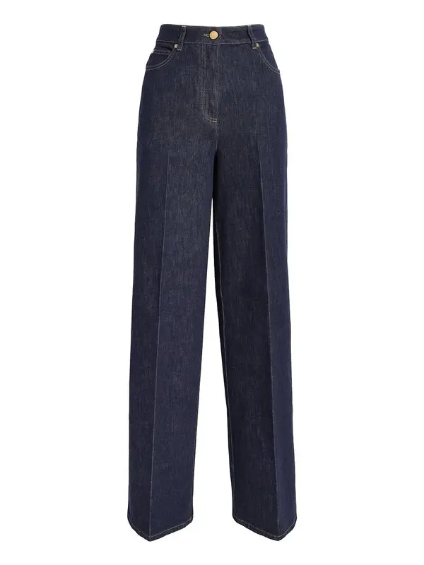 Agnona Cotton-cashmere Straight Jeans - Navy