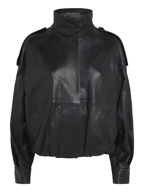 Almada Label Leather Mija Bomber Jacket - Black