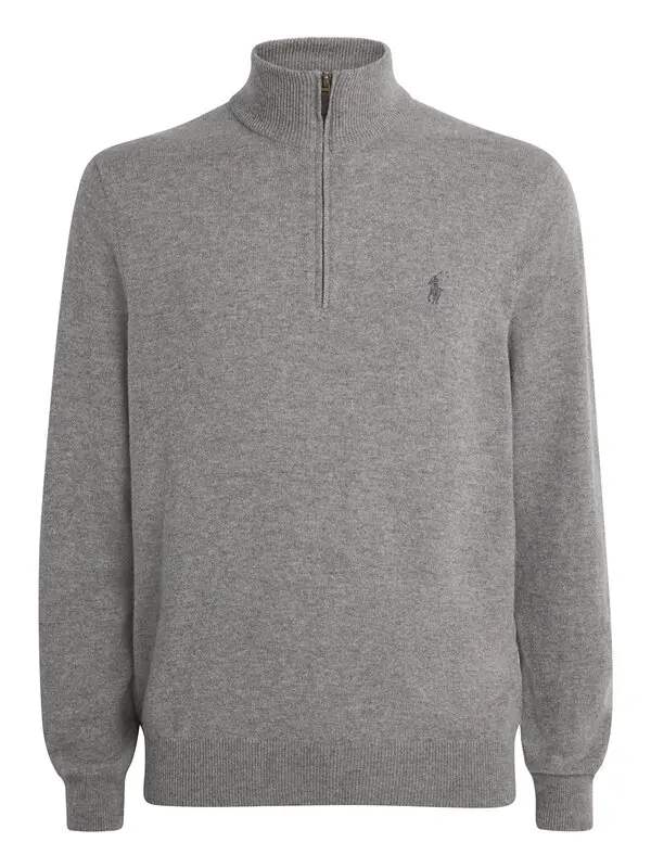 Polo Ralph Lauren Wool Polo Pony Quarter-zip Sweater - Grey