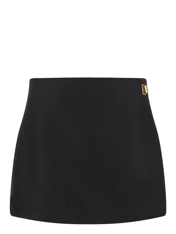 Balenciaga Wool Silk Wallet Skort - Black