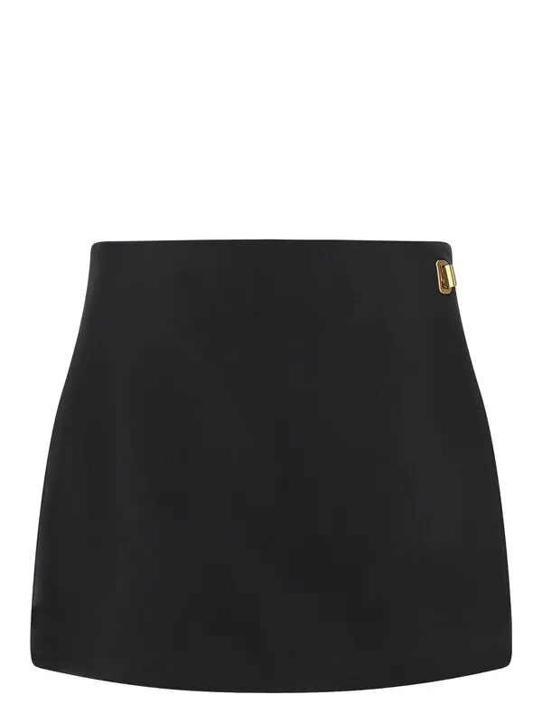 Balenciaga Wool Silk Wallet Skort - Black