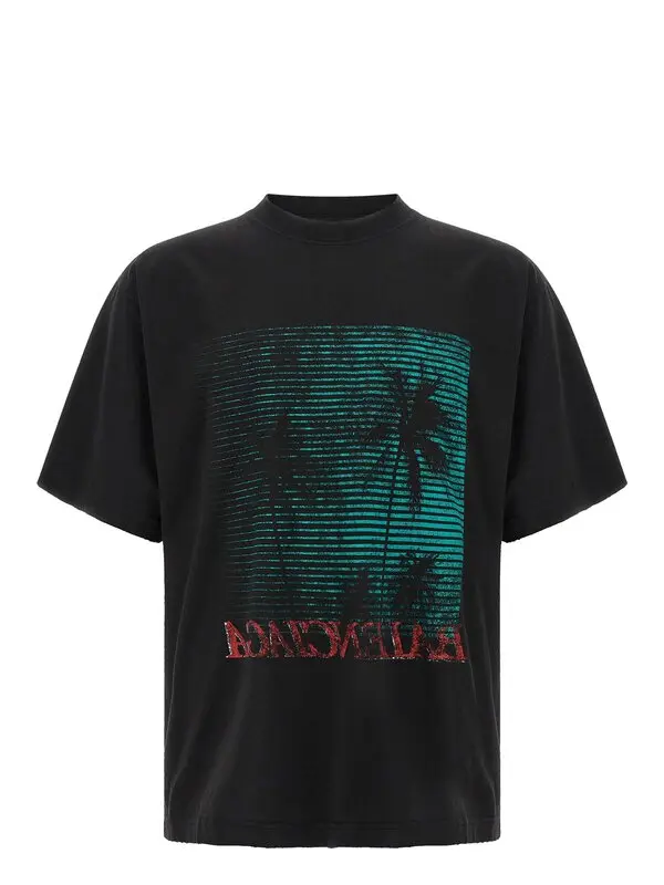 Balenciaga Vintage-effect T-shirt - Black