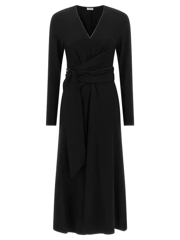 Brunello Cucinelli Shiny Collar Dress - Black