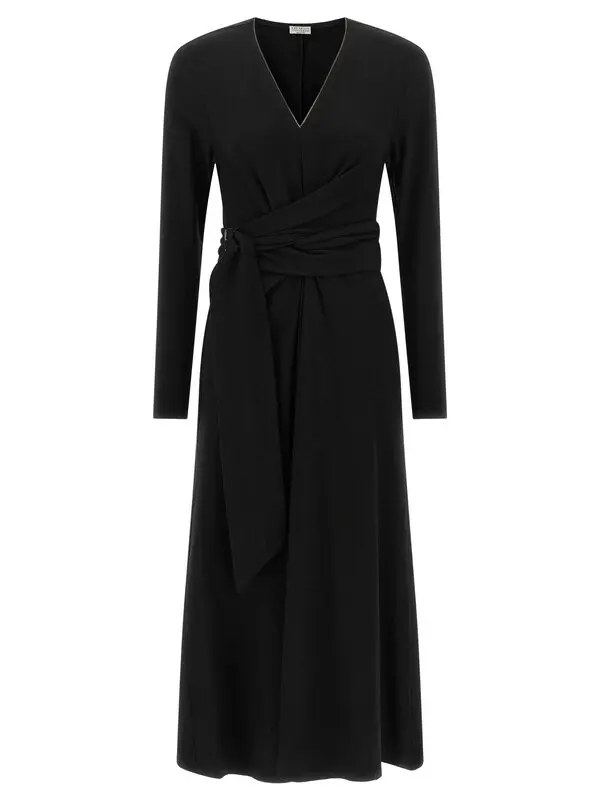 Brunello Cucinelli Shiny Collar Dress - Black