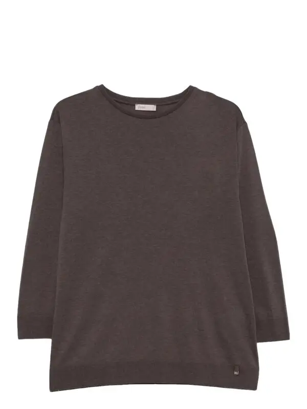 Herno Crew Neck Long Sleeve Top - Brown