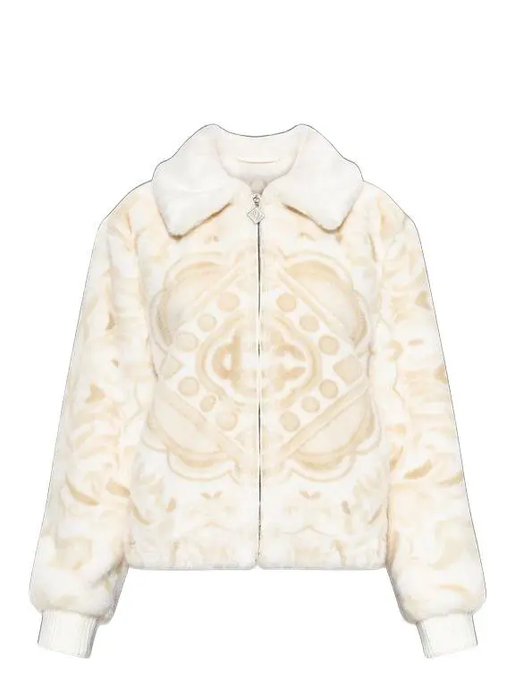 Casablanca Ornate Faux Fur Zip Bomber Jacket - No
