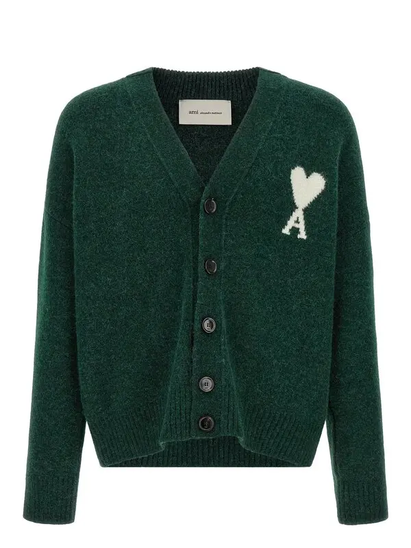 AMI Paris De Coeur' Cardigan - Green