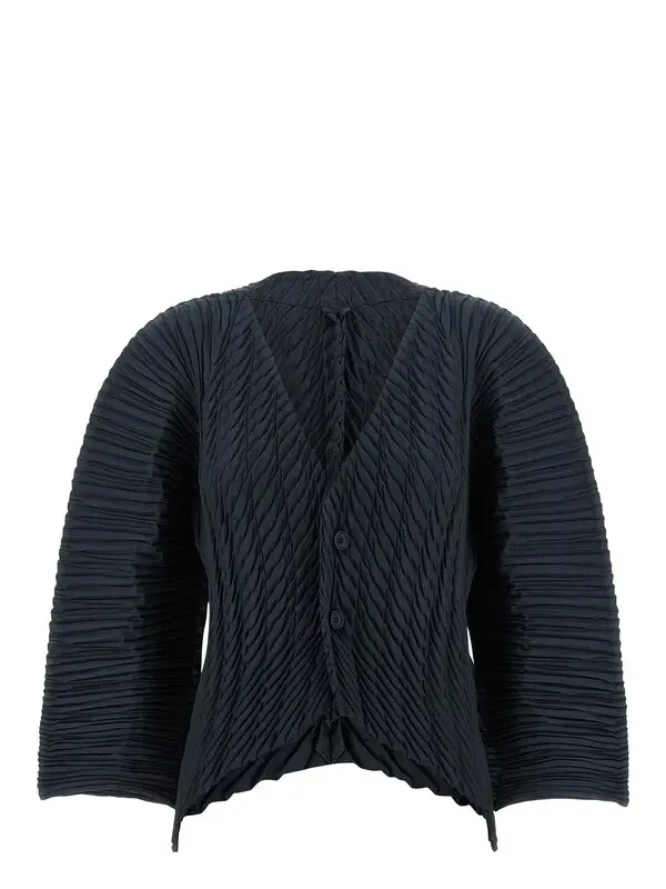 Issey Miyake Unfurling Pleats' Cardigan - Black