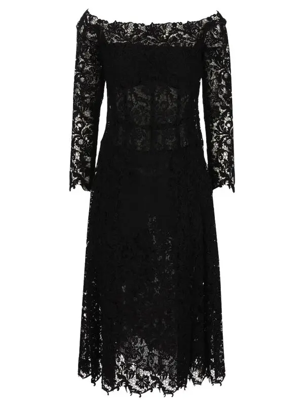 Fendi Macramé Lace Midi Dress - Black