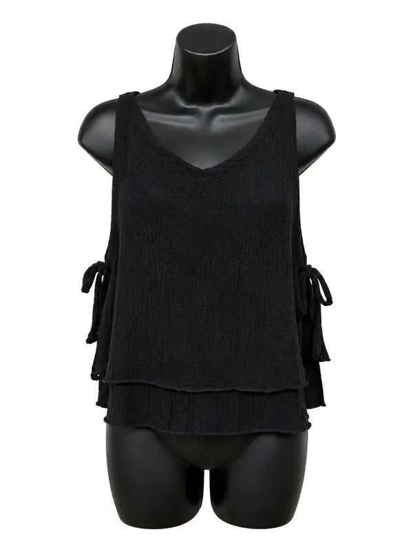 BELLA SOUL Tie-side Cotton Tank Top - Black
