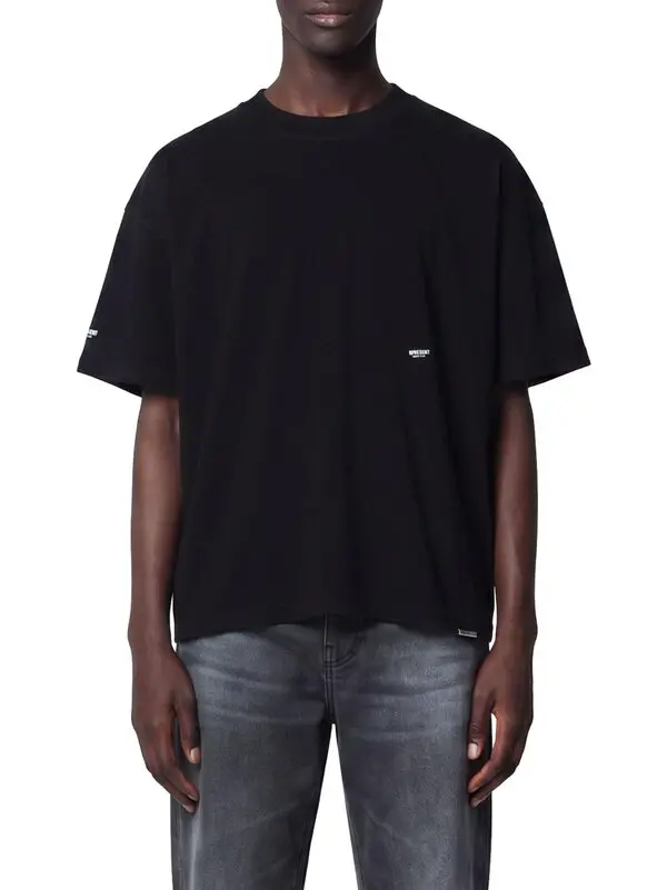 REPRESENT Relaxed Fit Cotton T-shirt With Contrast Logo - Black