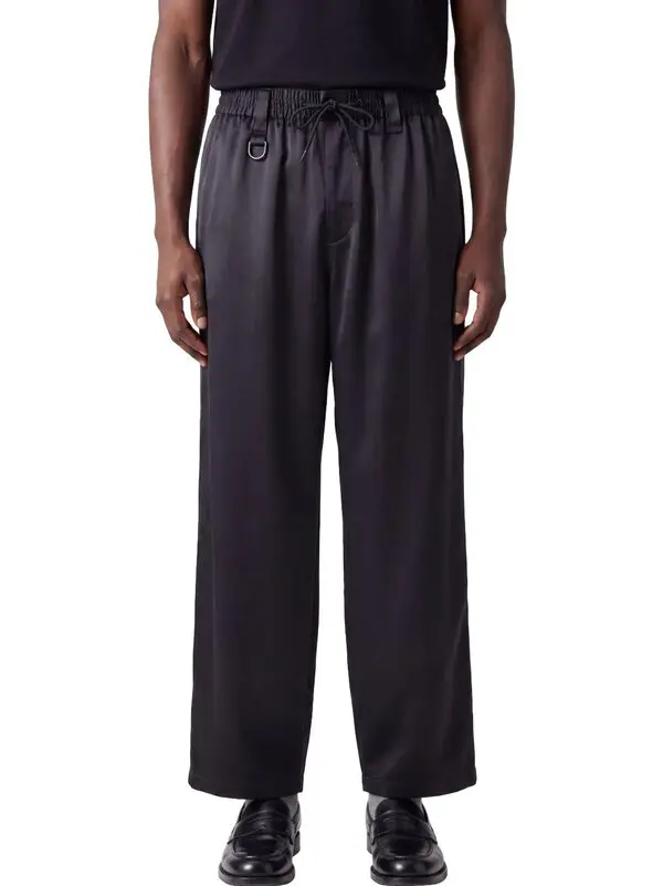 Y3 Wide-leg Cotton Blend Jogging Trousers With Drawstring - Black