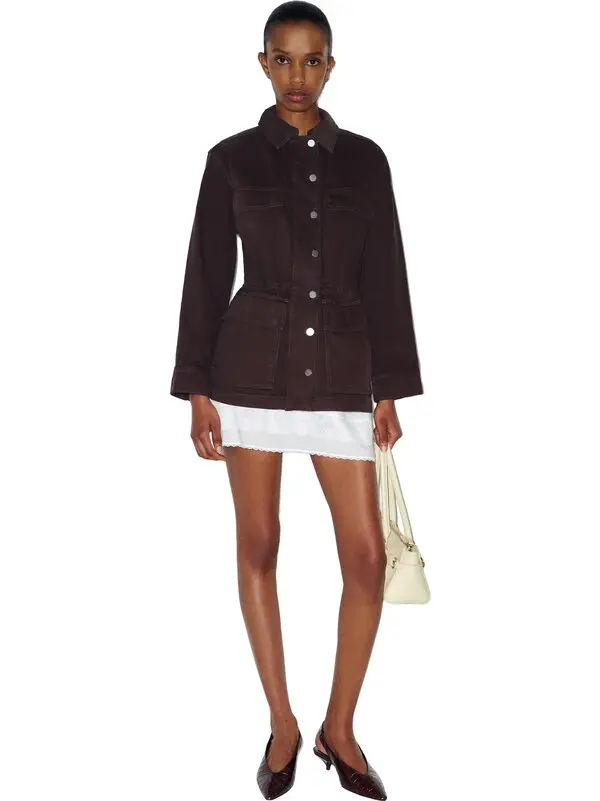 REFORMATION Alex Cinched Denim Jacket - Brown