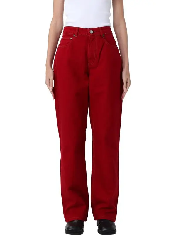 AMI Paris High-waisted Wide Leg Cotton Denim Jeans - Ruby