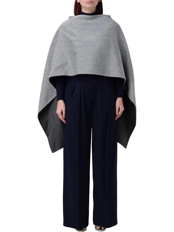 Alberta Ferretti Knee-length Pure Wool Cape With Asymmetric Hem - Grey