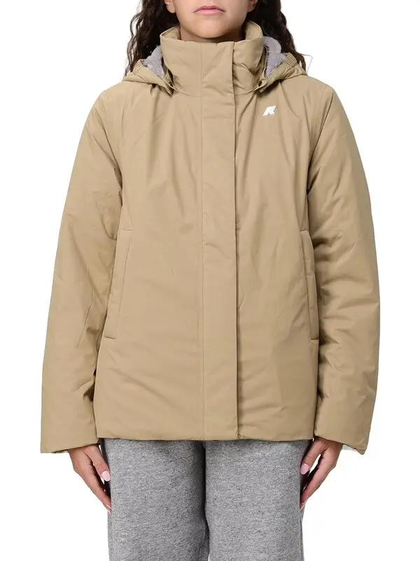 K-WAY Marlette Waterproof Short Jacket With Faux Fur Lining - Beige