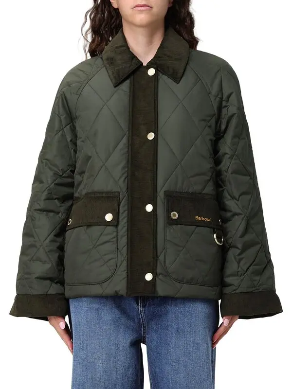 Barbour Kilnwick Quilted Technical Fabric Jacket With Velvet Collar - Olive