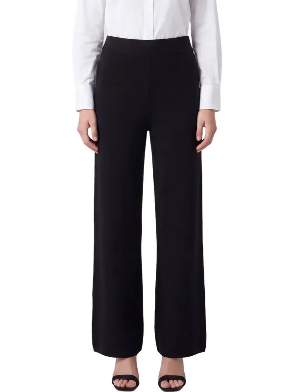 Max Mara High-waisted Wide-leg Wool-blend Knit Trousers - Black