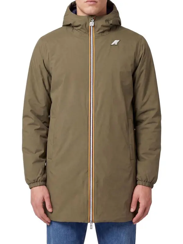 K-WAY Jacob Reversible Waterproof Hooded Windbreaker Jacket In Nylon - Green